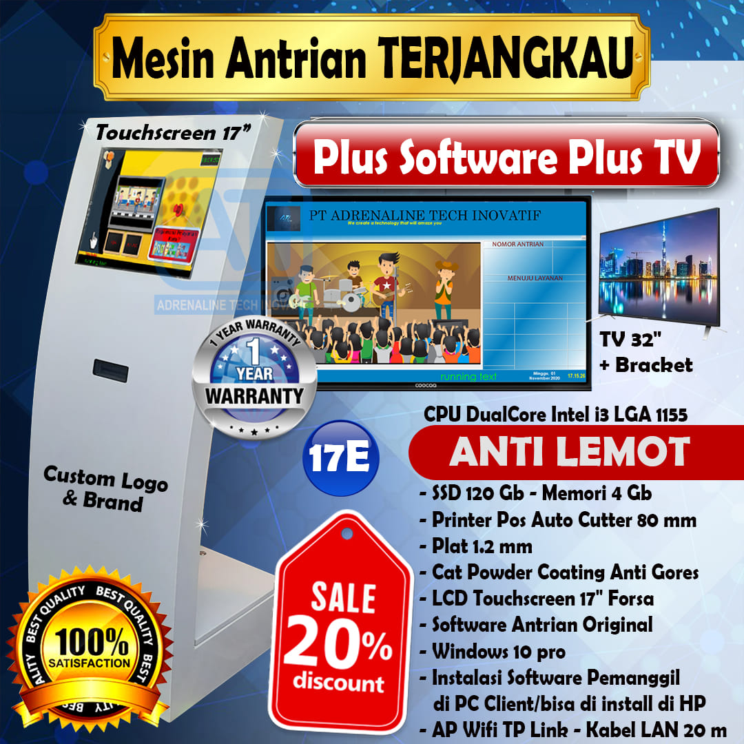 Paket 17E KiosK 17” Mesin Antrian Puskesmas Plus TV – OLOGIS | Produsen ...
